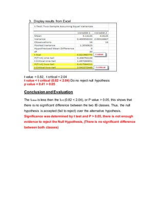 Significant test using student T test | DOC