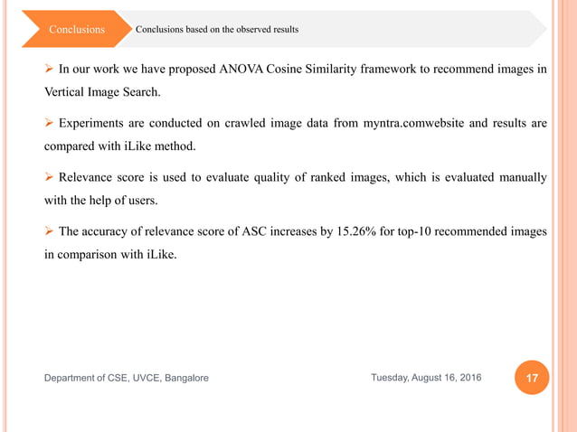 Anova cosine similarity based image recommendation | PPTX | Search | Internet