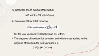 ANOVA AND F1,F2 SIMILARITY AND DISSIMILARITY FACTORS | PPT