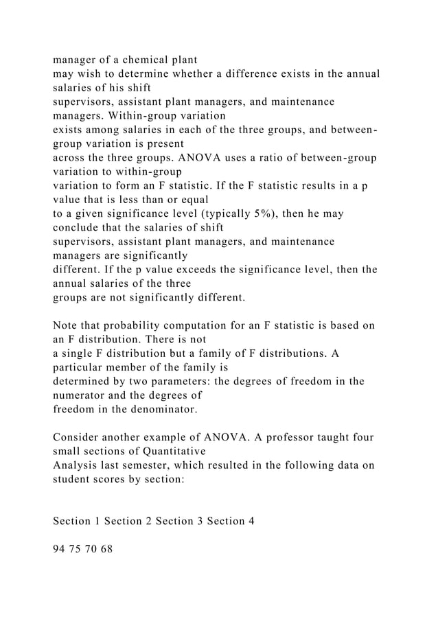 ANOVA is a hypothesis testing technique used to compare the equali.docx