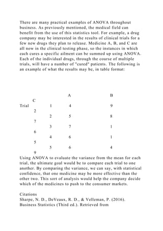 ANOVA is a hypothesis testing technique used to compare the equali.docx