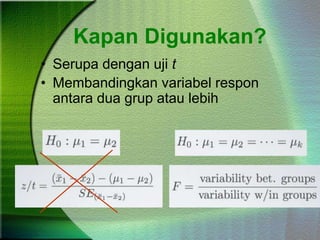 ANOVA satu arah - One way ANOVA | PPTX
