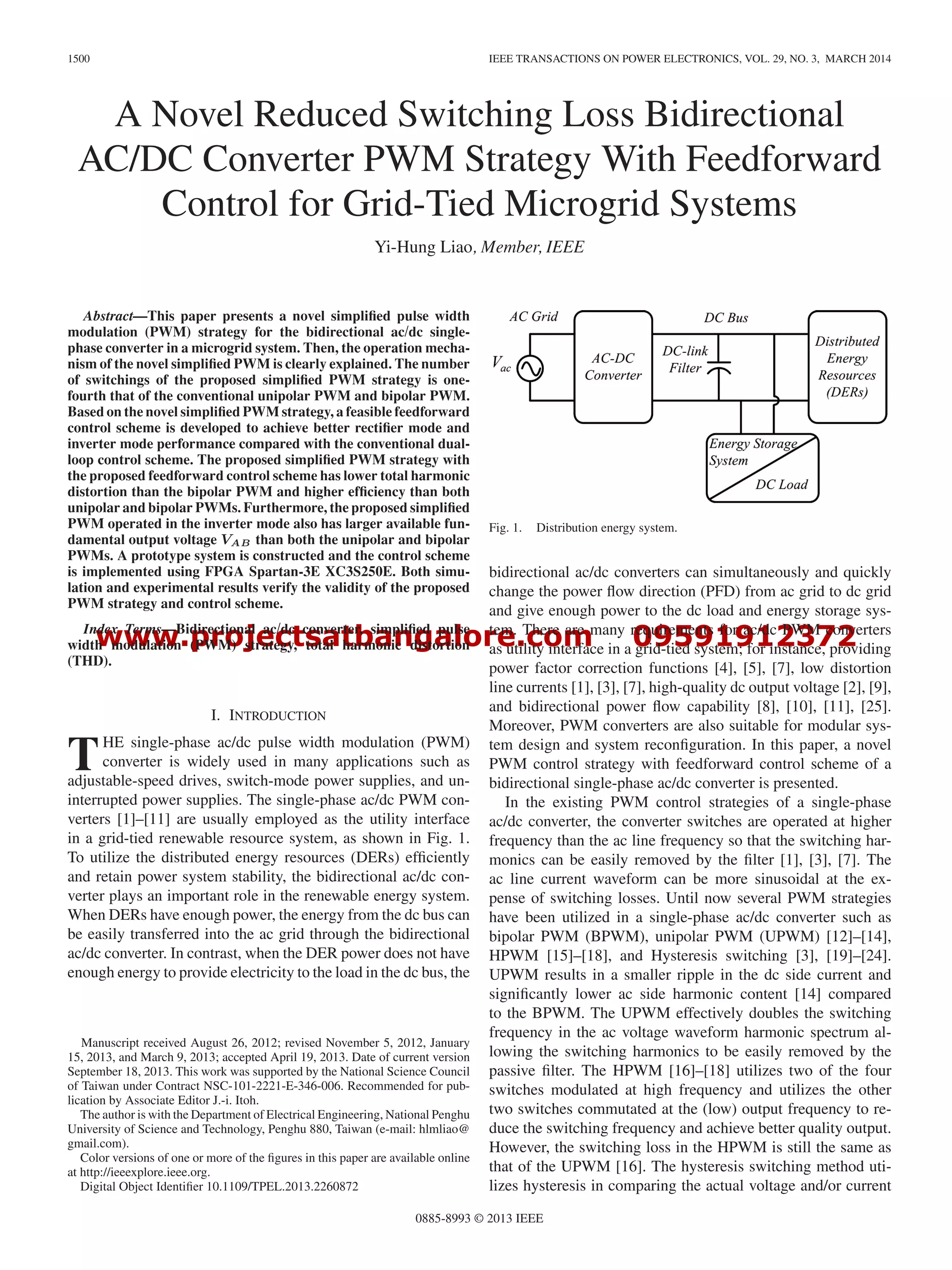 A Novel Reduced Switching Loss Bidirectional AC/DC Converter PWM Strategy With Feedforward ...