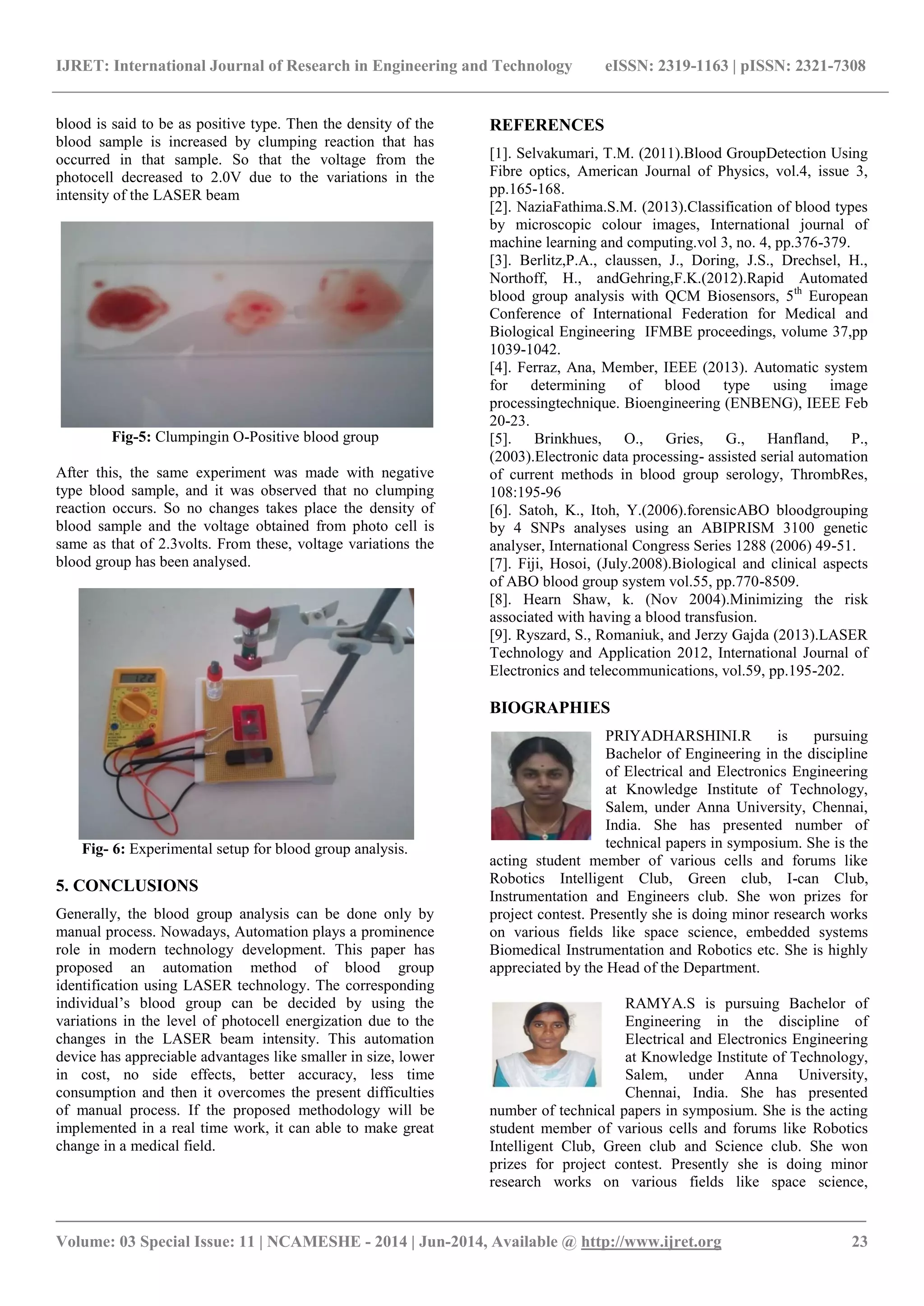 A novel approach in identification of blood group using laser ...