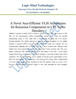 A novel area efficient vlsi architecture | PDF