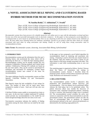A novel association rule mining and clustering based hybrid method for music recommendation ...