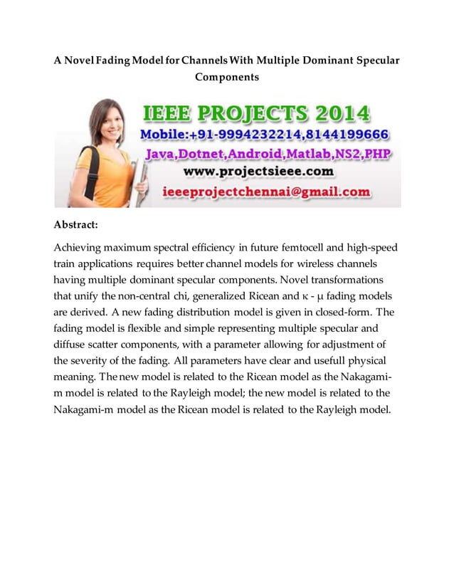 A novel fading model for channels with multiple dominant specular ...