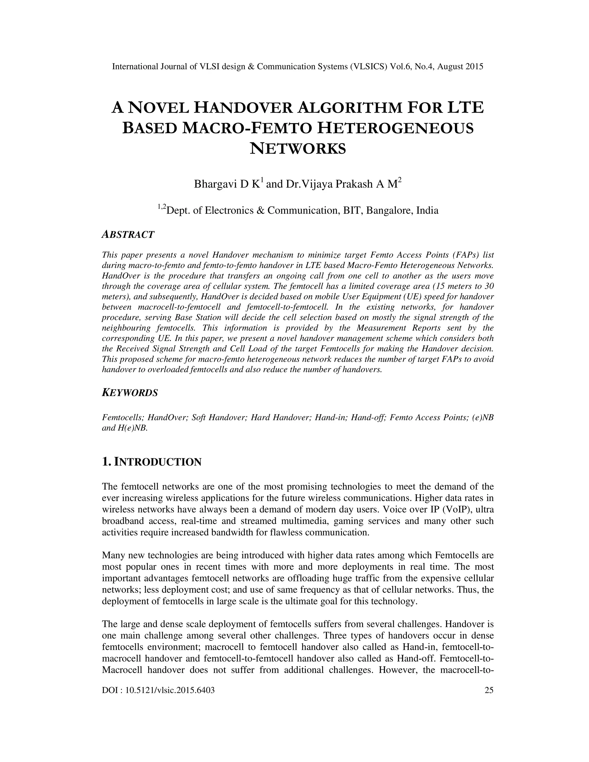 A novel handover algorithm for lte | PDF | Computer Networking | Computing