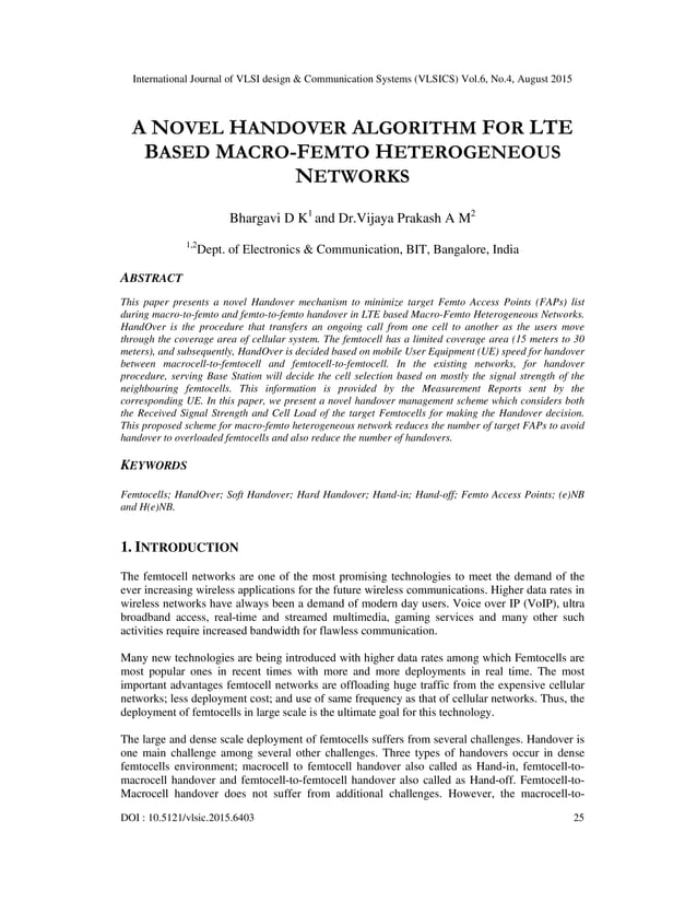 A Novel Handover Algorithm For Lte Pdf Computer Networking Computing