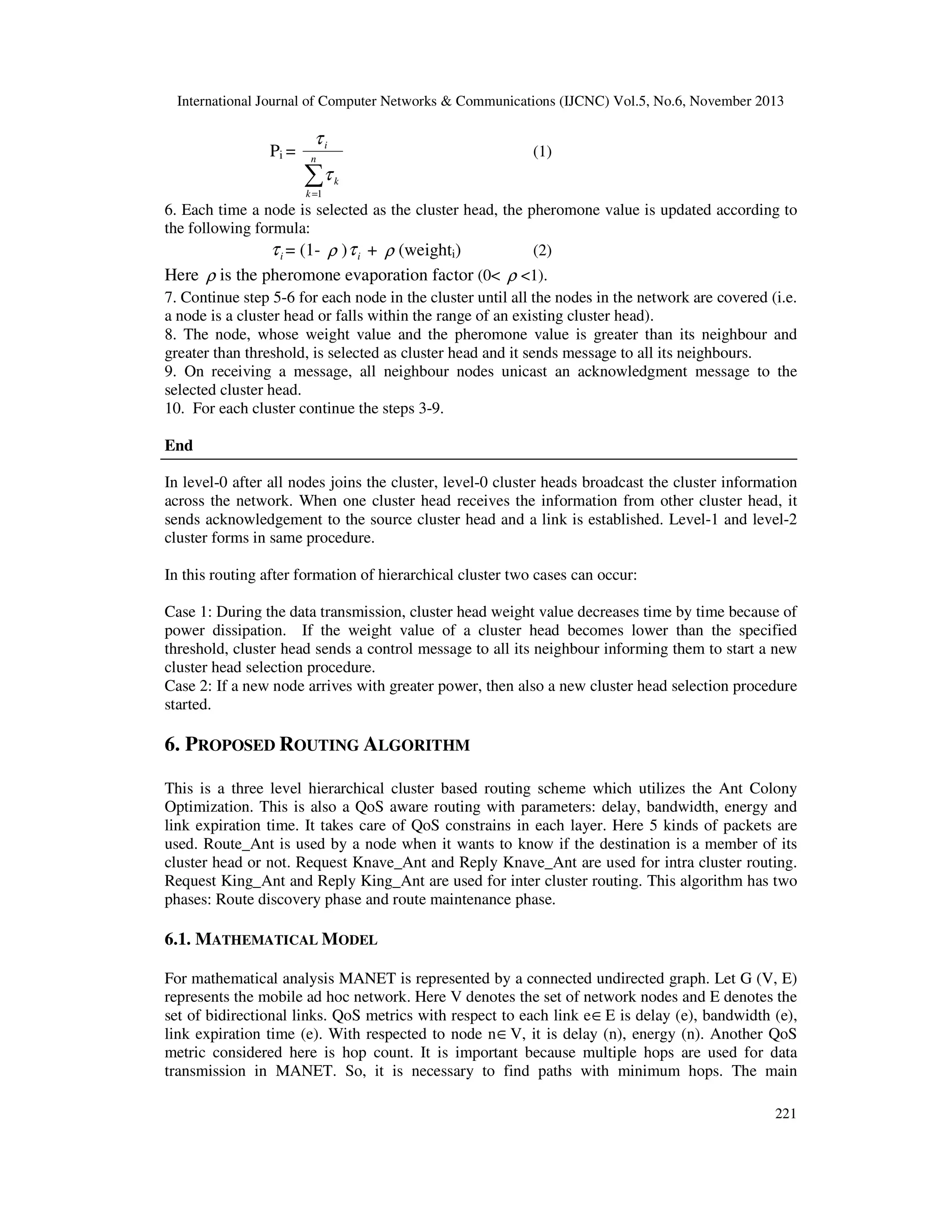 A Novel Hierarchical Ant Based Qos Aware Intelligent Routing Scheme For Manets Pdf Computer