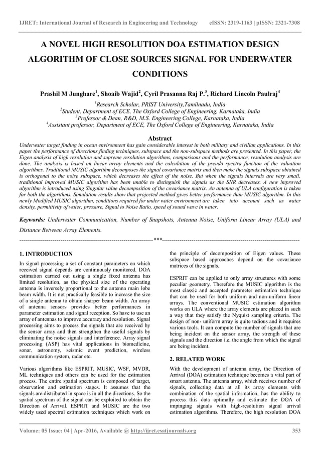 A novel high resolution doa estimation design algorithm of close ...