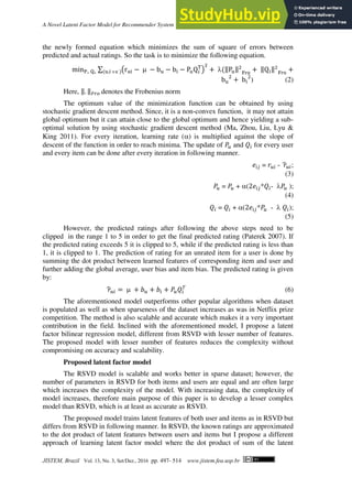 A Novel Latent Factor Model For Recommender System | PDF