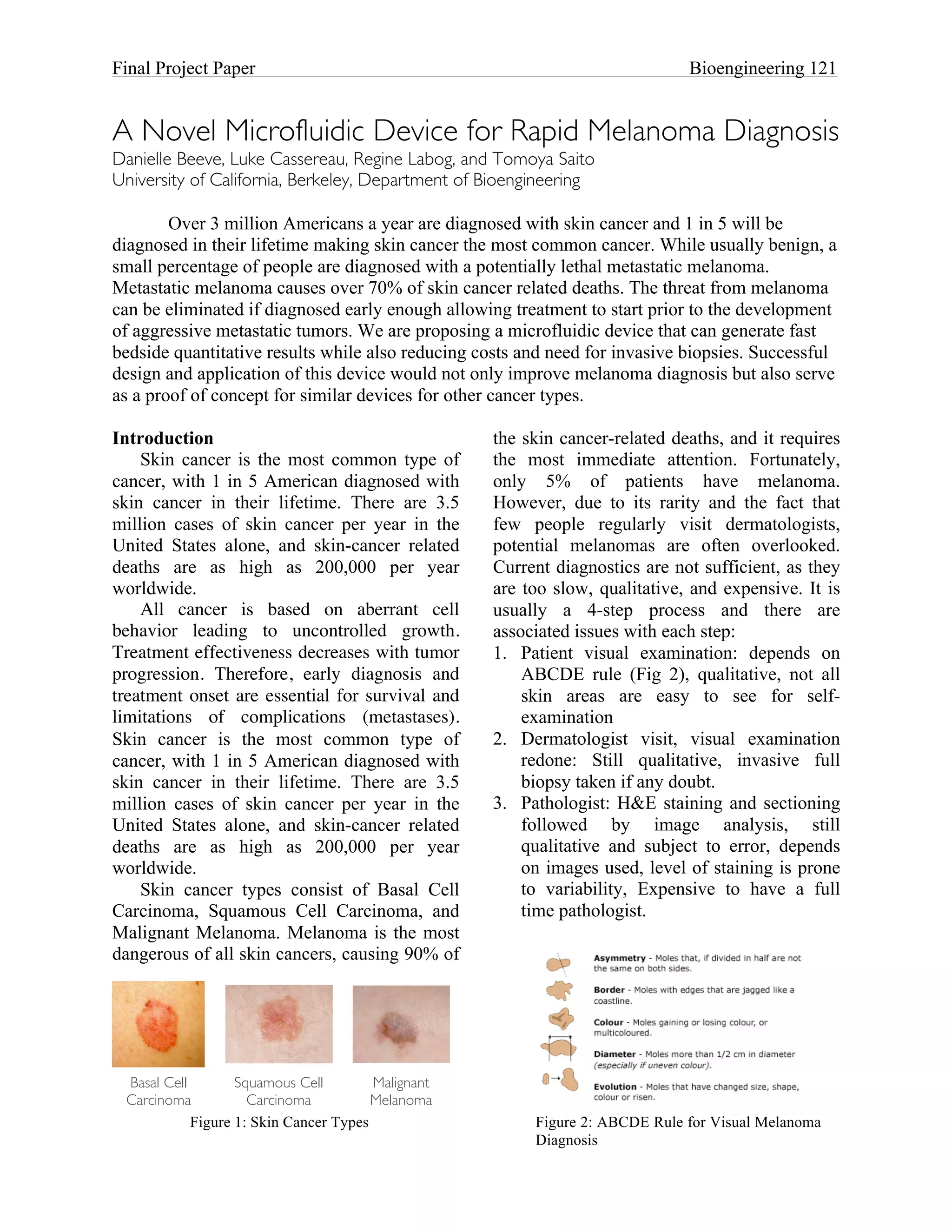A novel microfluidic device for rapid melanoma diagnosis | PDF