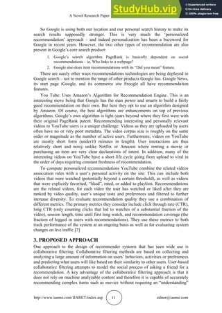 A NOVEL RESEARCH PAPER RECOMMENDATION SYSTEM | PDF