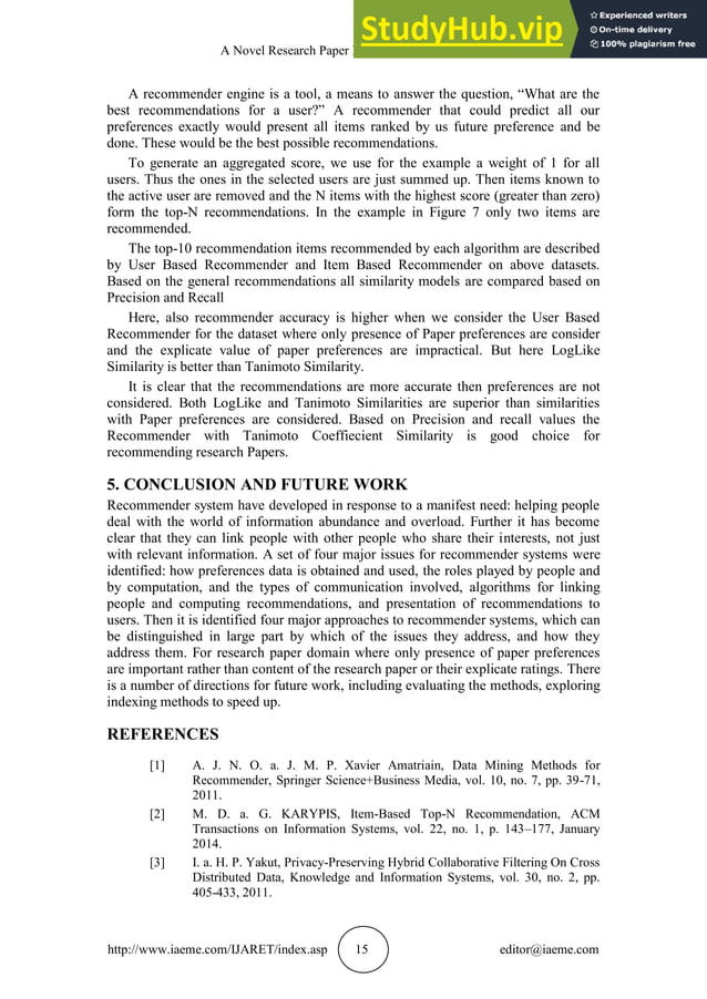 A NOVEL RESEARCH PAPER RECOMMENDATION SYSTEM | PDF