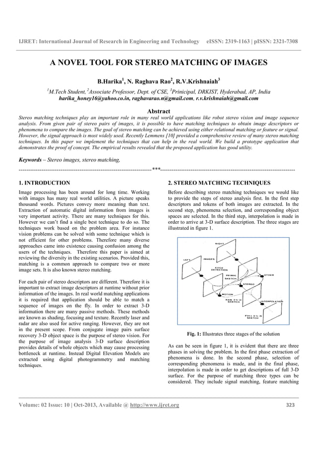 A novel tool for stereo matching of images | PDF