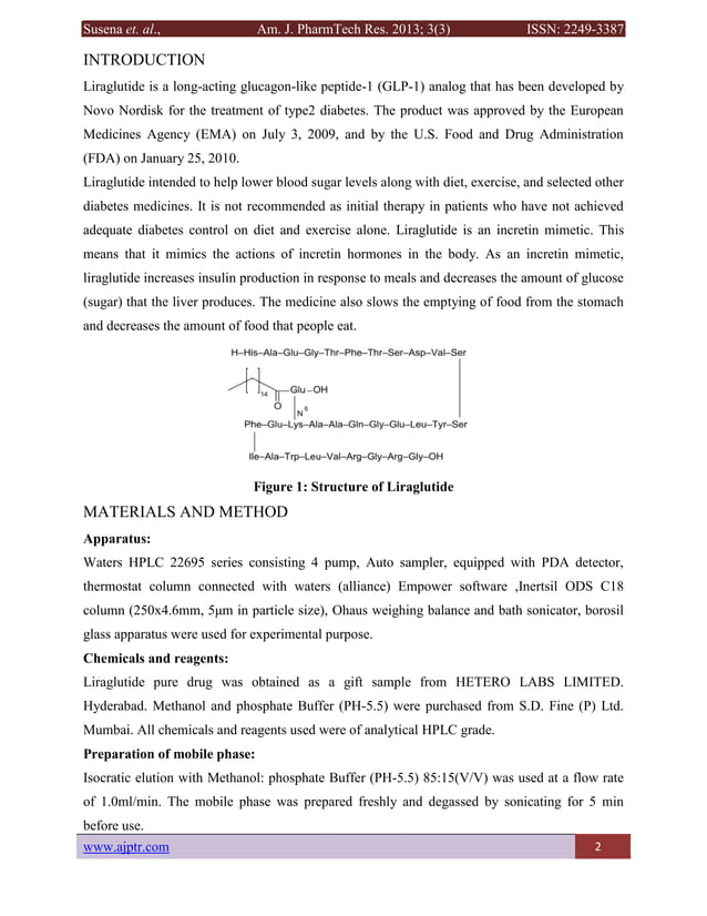 A Novel Validated Rphplc Method For The Estimation Of Liraglutide In