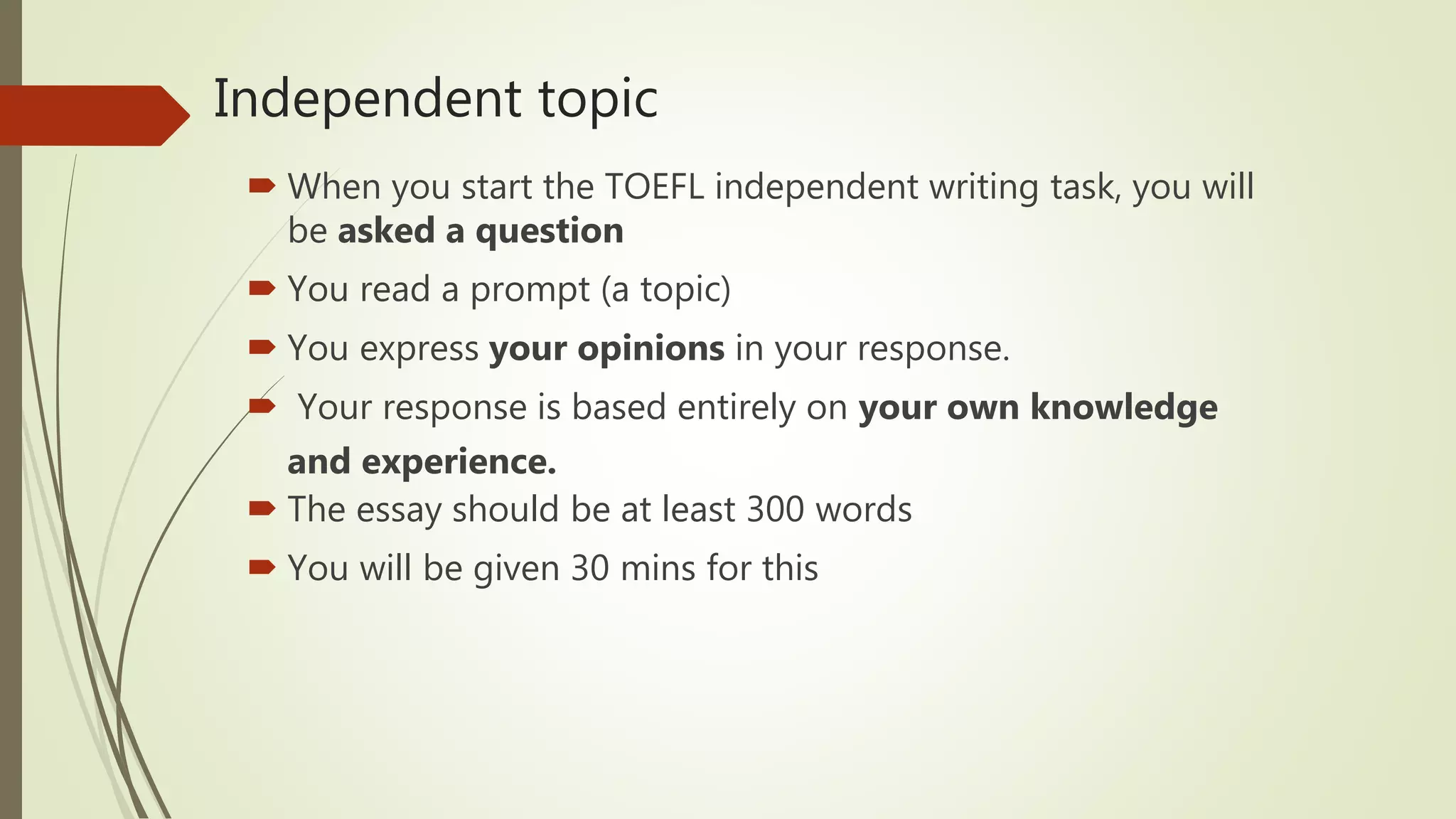 An overall study of TOEFL writing | PPTX