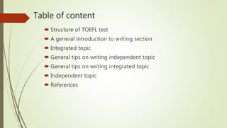 An overall study of TOEFL writing | PPTX