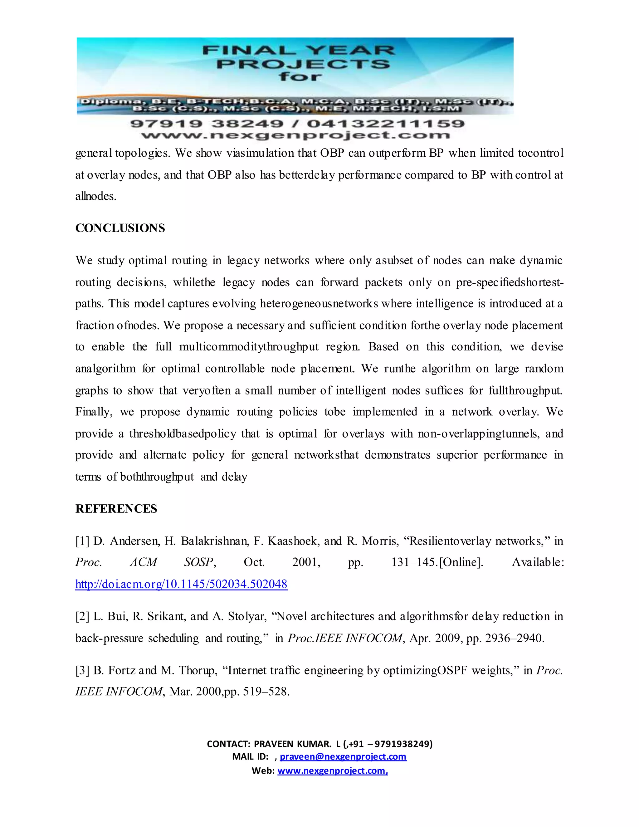 AN OVERLAY ARCHITECTURE FOR THROUGHPUTOPTIMAL MULTIPATH ROUTING | DOCX