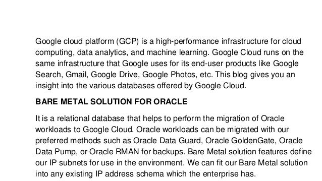An Overview of All The Different Databases in Google Cloud | PPTX ...