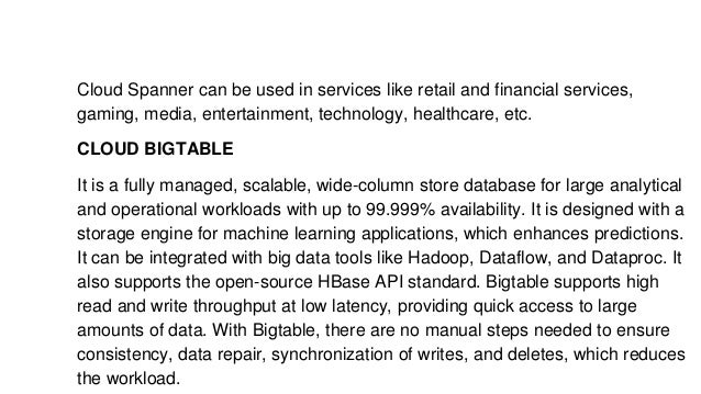 An Overview of All The Different Databases in Google Cloud | PPTX | Cloud Computing | Internet