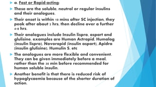An overview of anti diabetic drugs and management of diabetic ...