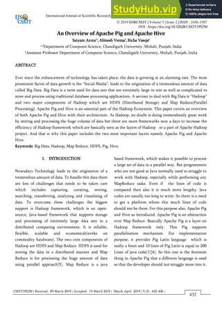 An Overview Of Apache Pig And Apache Hive | PDF | Programming Languages | Computing