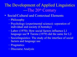An overview of applied linguistics with defintion | PPT