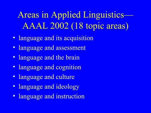 An overview of applied linguistics with defintion | PPT