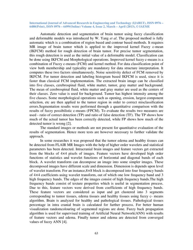 An Overview Of Automatic Brain Tumor Detection Frommagnetic Resonance