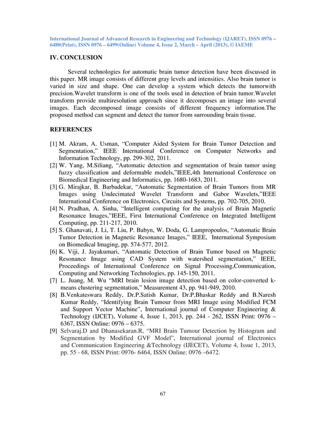 An overview of automatic brain tumor detection frommagnetic resonance images | PDF