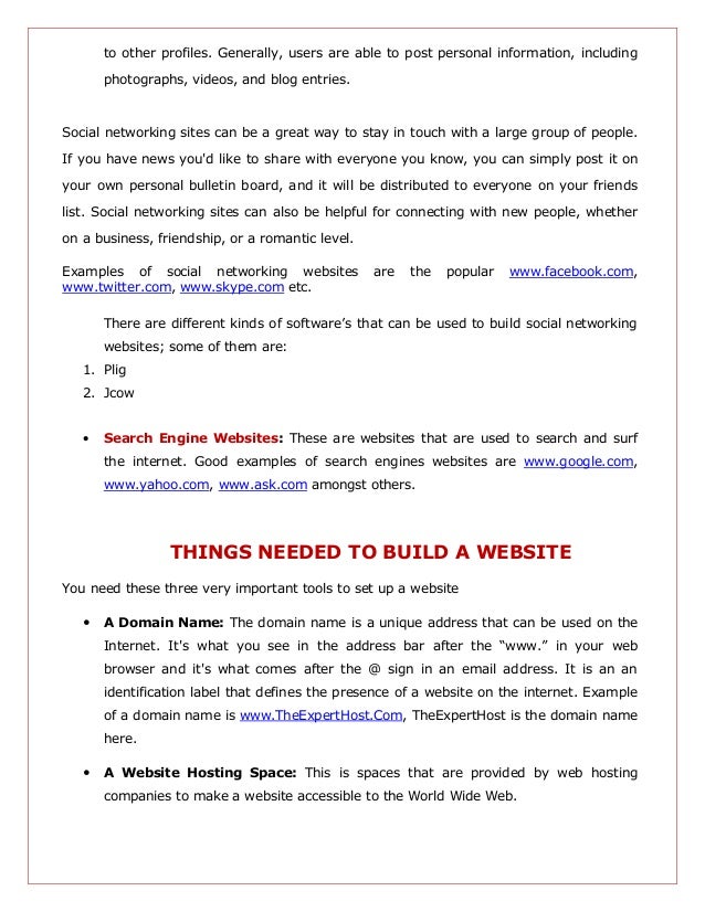 An overview of a website