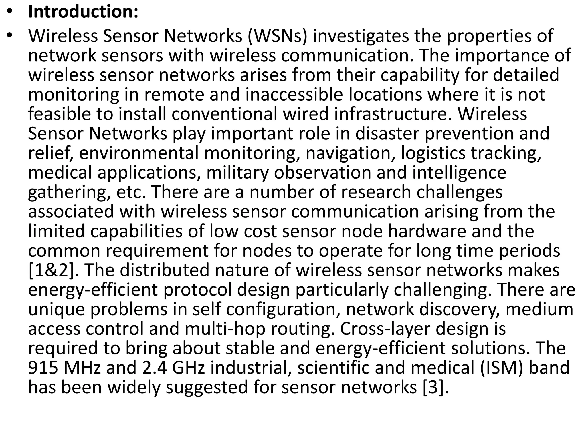 An overview of a wireless sensor network communication ppt | PPTX