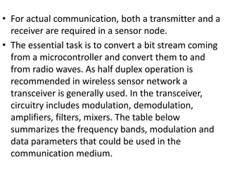 An overview of a wireless sensor network communication ppt | PPTX