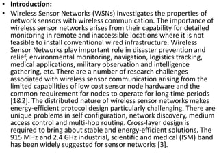 An overview of a wireless sensor network communication ppt | PPTX