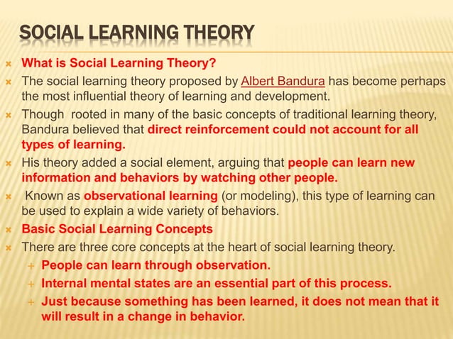 An overview of bandura's social learning theory | PPTX