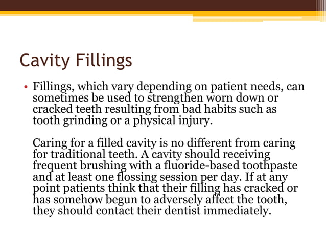 An Overview of Cavity Fillings | PPTX