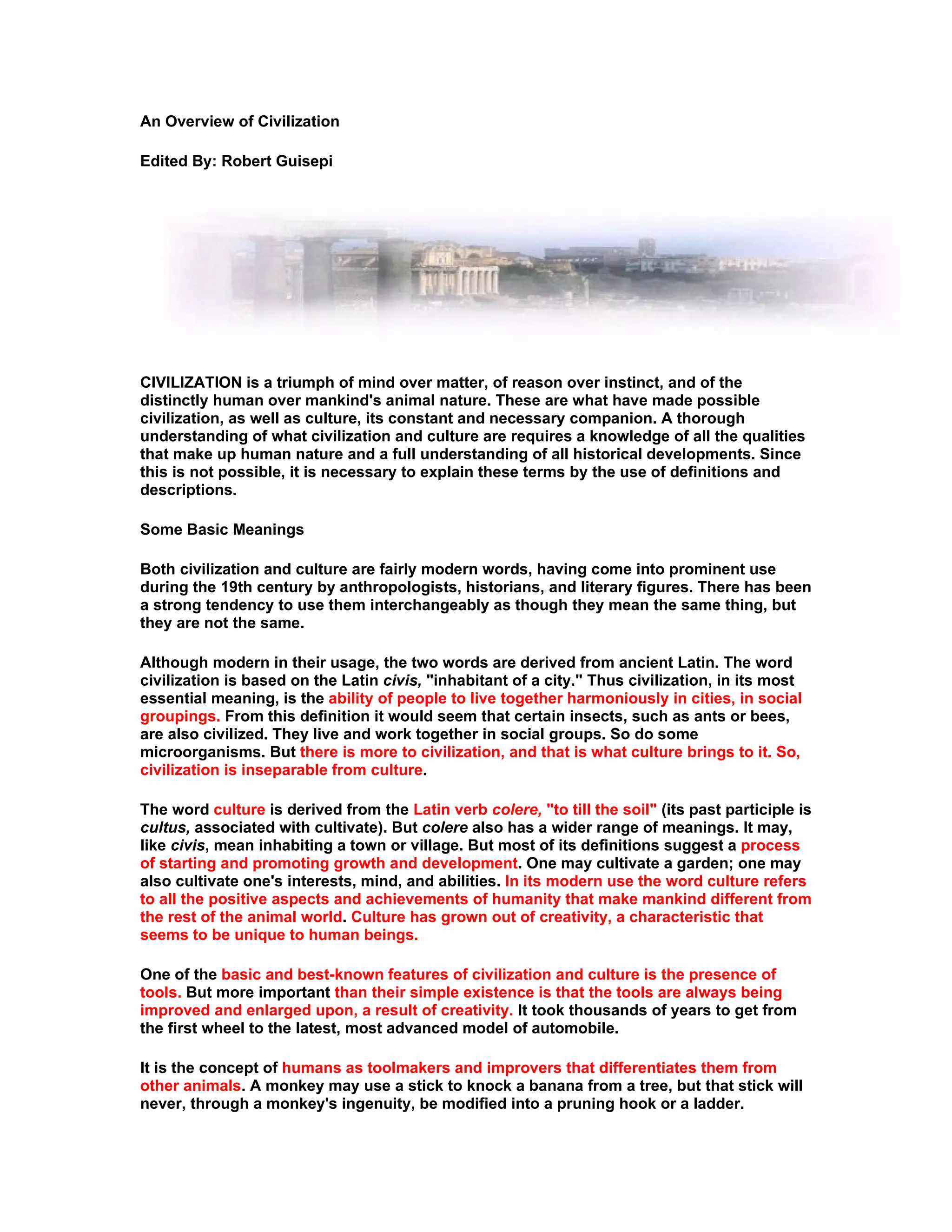 An overview of civilization | DOC