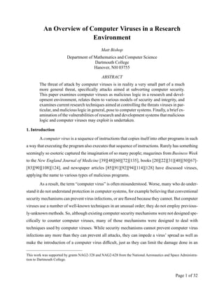 An overview of computer viruses in a research environment | PDF
