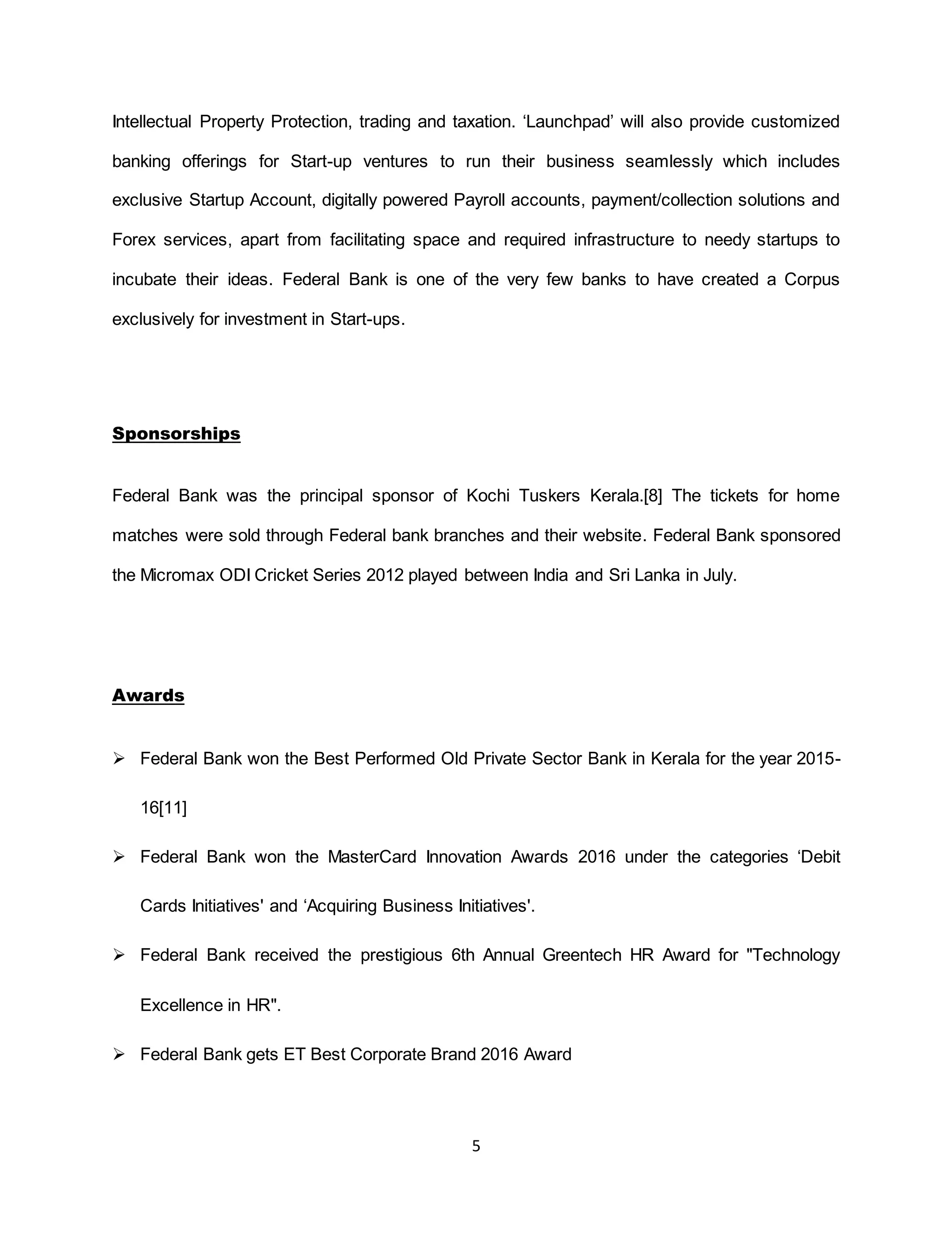 AN OVERVIEW OF CSR ACTIVITIES BEING PEROFRMED BY FEDERAL BANK LIMITED ...