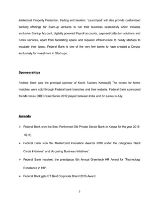 AN OVERVIEW OF CSR ACTIVITIES BEING PEROFRMED BY FEDERAL BANK LIMITED ...