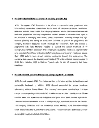 AN OVERVIEW OF CSR ACTIVITIES BEING PEROFRMED BY ICICI BANK LIMITED | DOCX