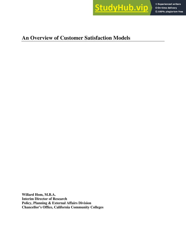 An Overview Of Customer Satisfaction Models | PDF | Business | Business ...