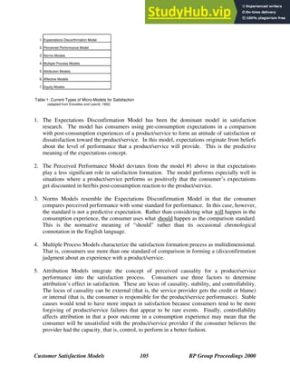 An Overview Of Customer Satisfaction Models | PDF