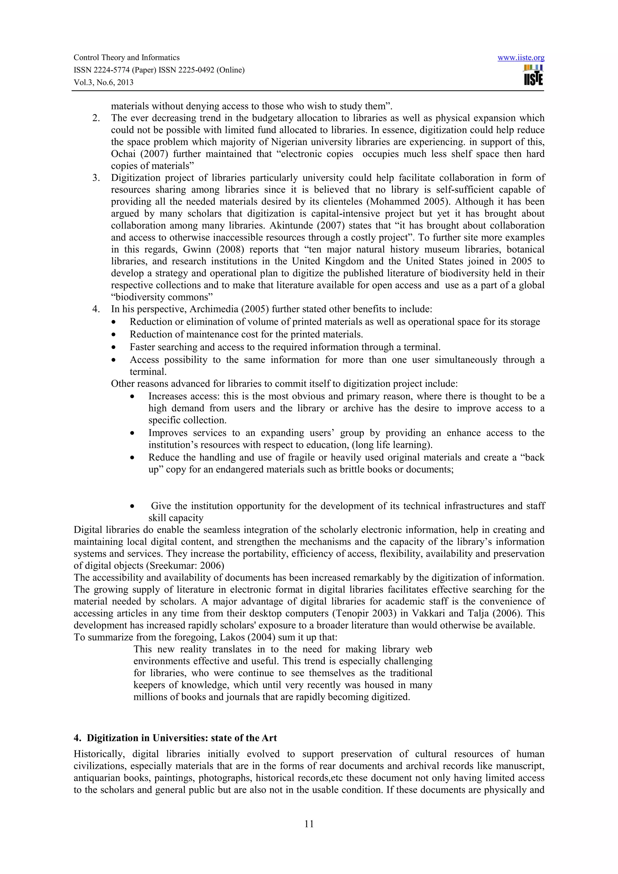 An overview of digitization project in university libraries in nigeria ...