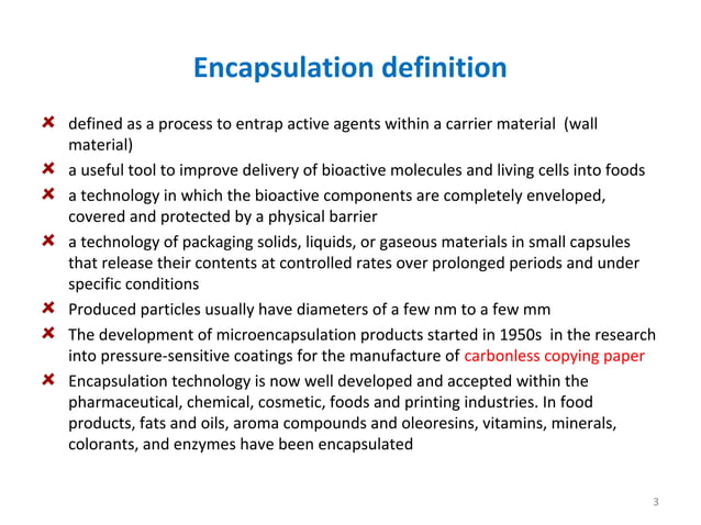 An overview of encapsulation technologies for food | PPT | Chemistry ...