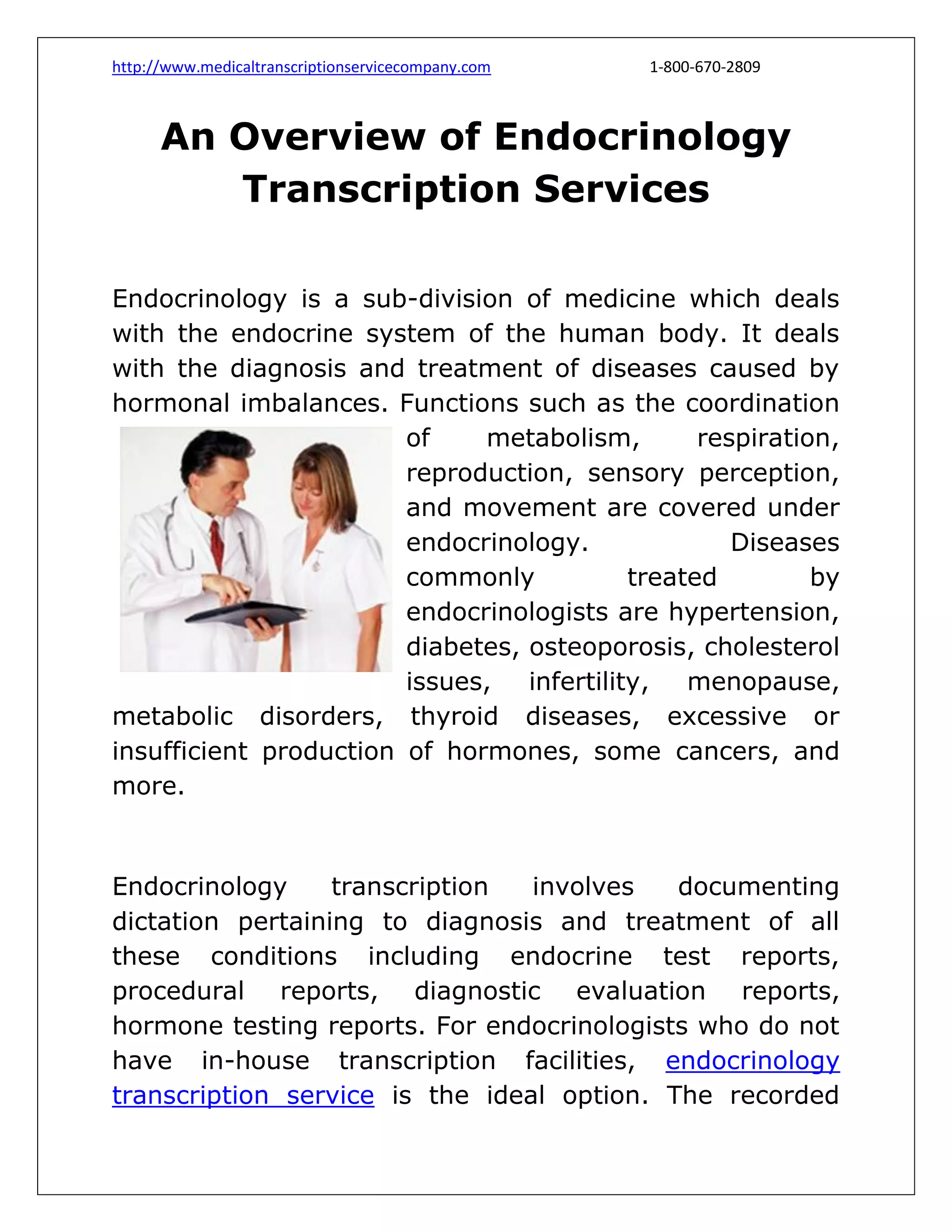An Overview of Endocrinology Transcription Services | PDF
