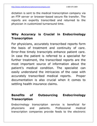 An Overview of Endocrinology Transcription Services | PDF