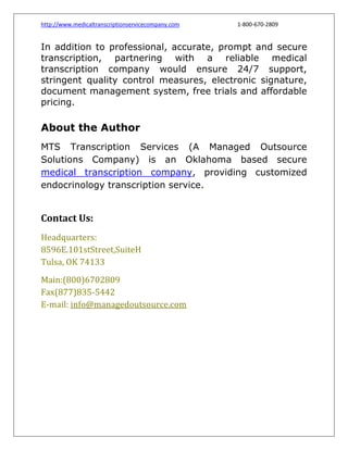 An Overview of Endocrinology Transcription Services | PDF
